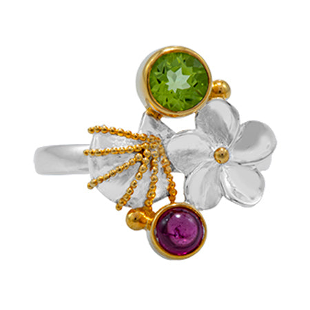 20231025 - Plumaria and shell linear ring – Michou Jewelry