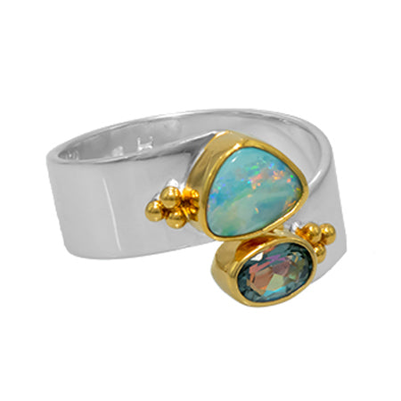 L85122-8 - BYPASS RING WITH GRANULE DECORATION – Michou Jewelry